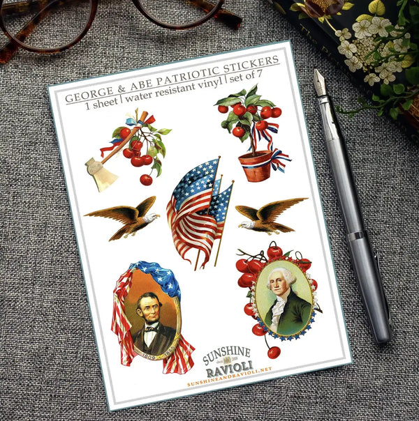 Stickers - George & Abe Patriotic - Colorado Cross Stitcher